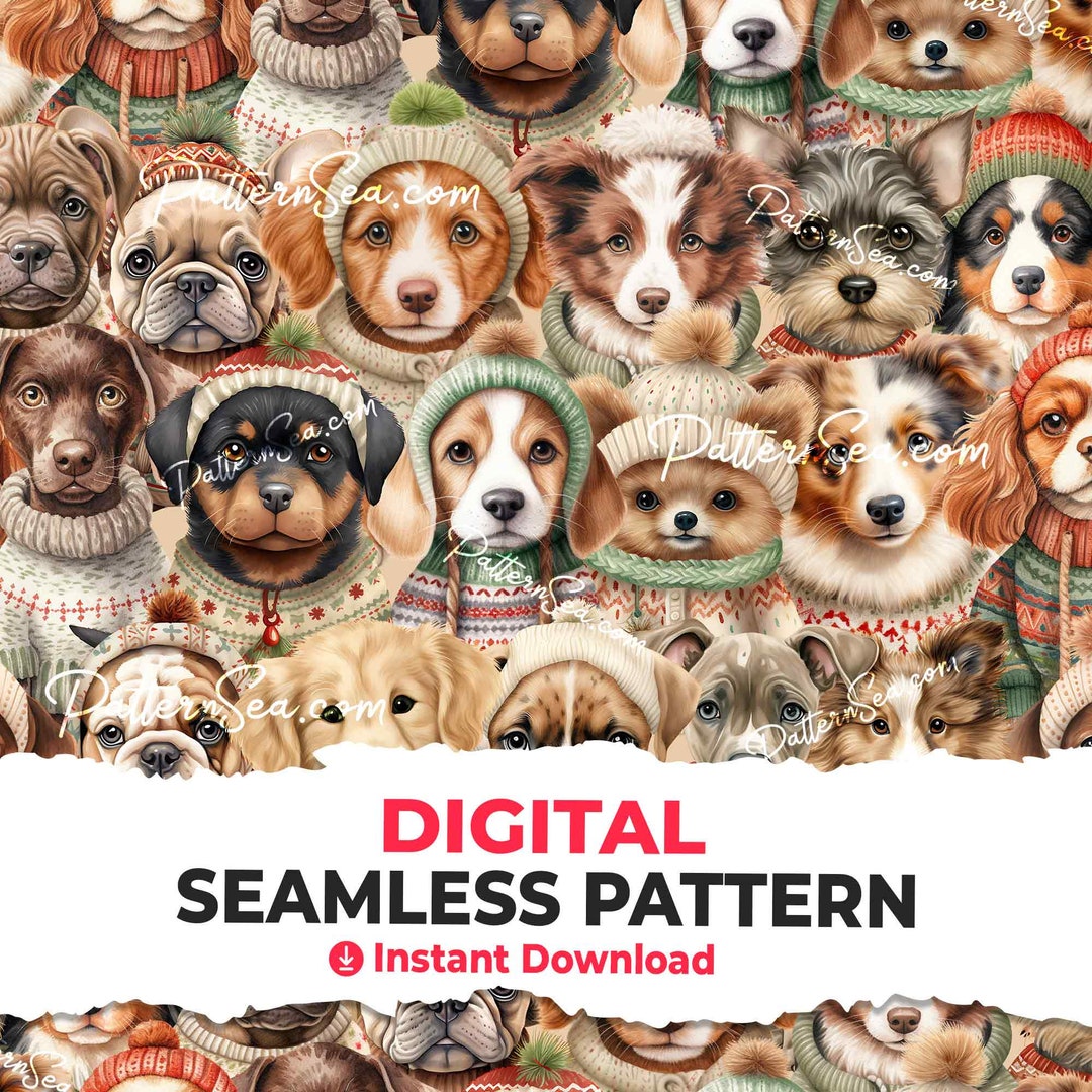 Dogs Digital Seamless Pattern File Papers Sublimation Sublimate File ...