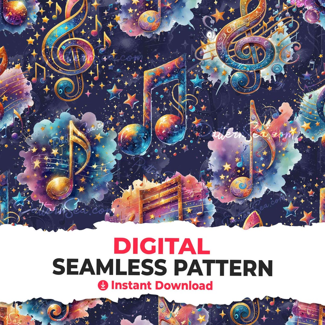 Music Seamless Printable Digital Pattern Paper Sublimation Sublimate ...