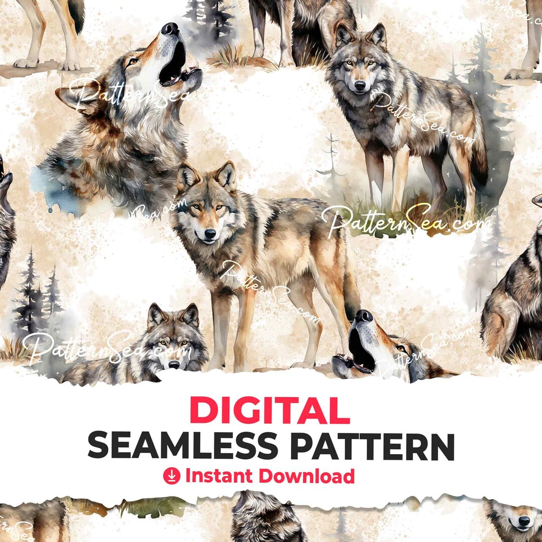 Wolf Seamless Printable Digital Pattern Paper Sublimation Sublimate ...