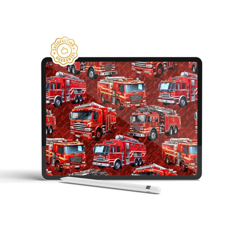 Fire Truck Digital Seamless Pattern: Sublimation File (digital Download ...