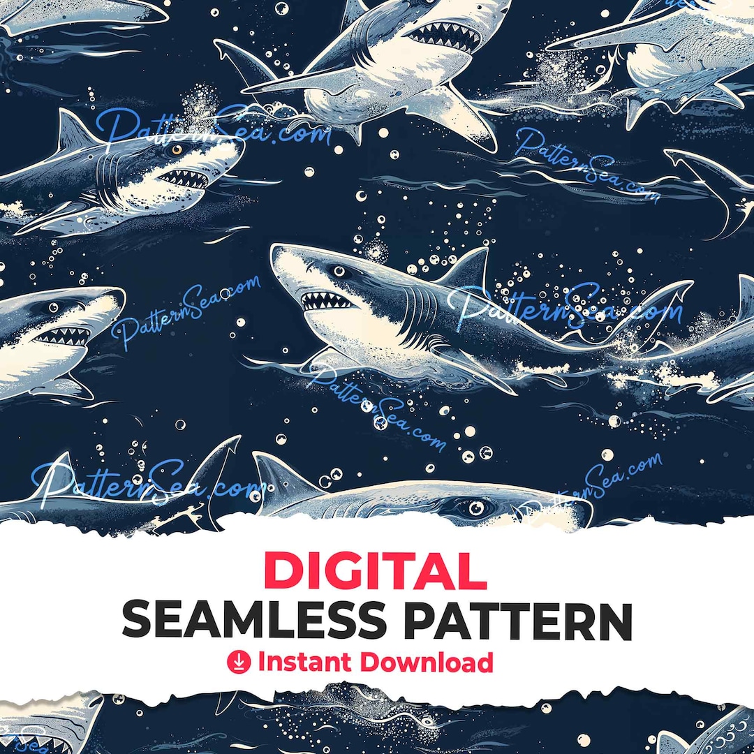 Shark Seamless Pattern: Sublimation Tumbler Wrap, DTF File (digital) - Etsy