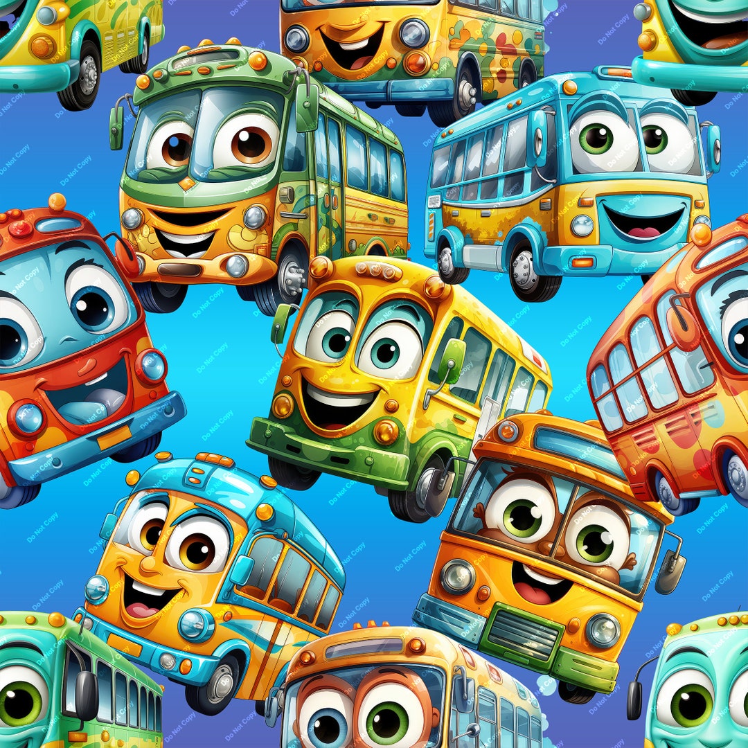 Cute Bus Seamless Pattern Digital File - Etsy