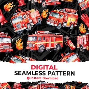 Fire Fighter Seamless Printable Digital Pattern Paper Sublimation ...