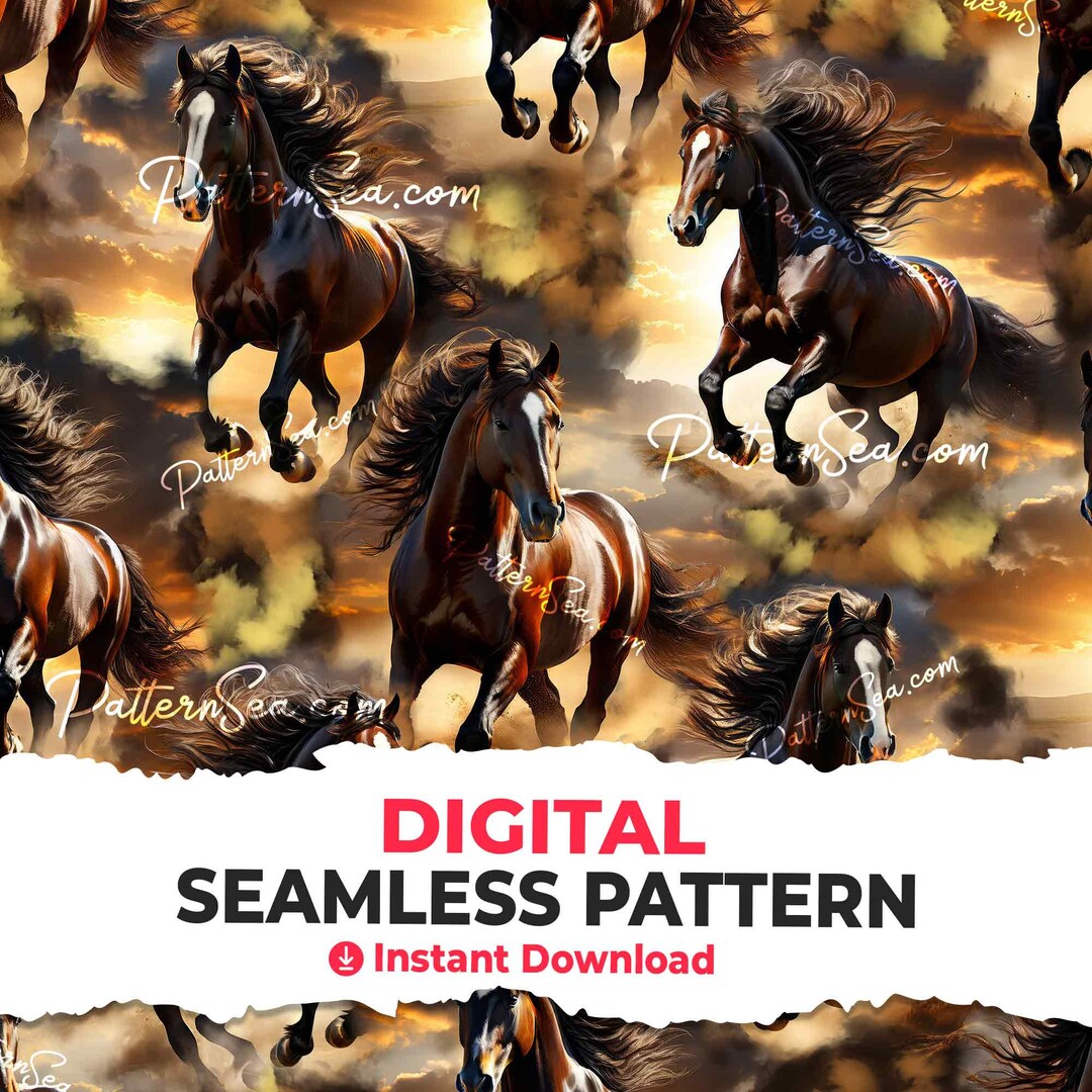 Horse Seamless Printable Digital Pattern Paper Sublimation Sublimate ...