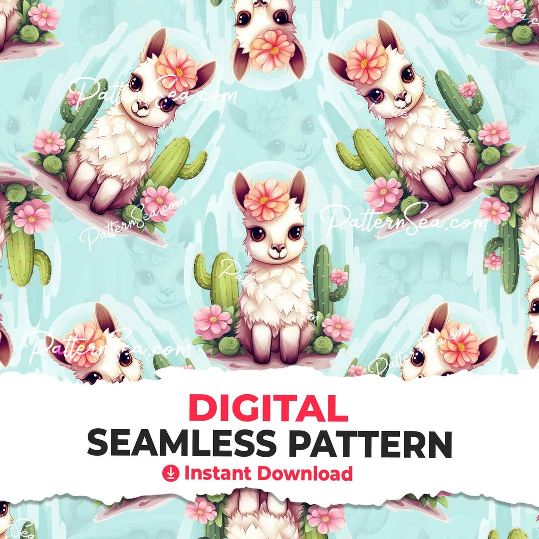 Llama Digital Seamless Pattern File Papers Sublimation Sublimate File ...