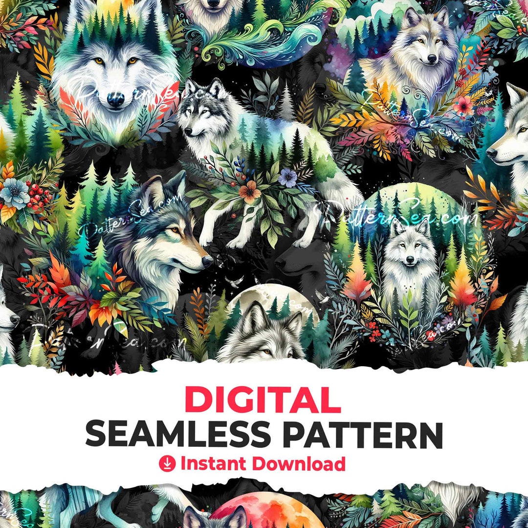 Wolf Seamless Printable Digital Pattern Paper Sublimation Sublimate ...