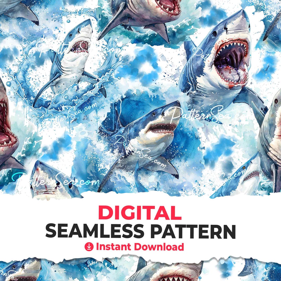 Shark Seamless Pattern: Sublimation Tumbler Wrap, DTF File (digital) - Etsy