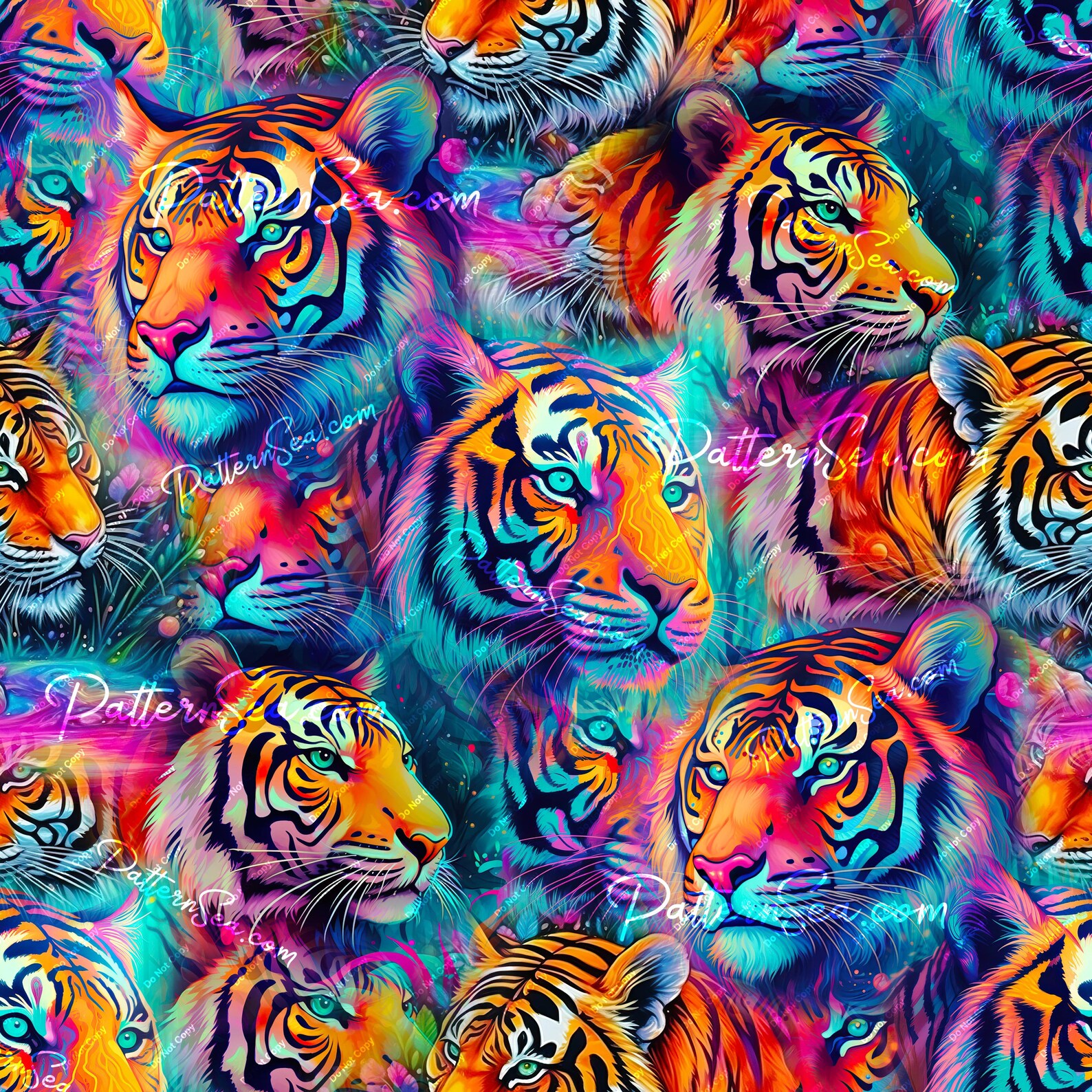 Tiger Digital Seamless Pattern File Papers Sublimation Sublimate File