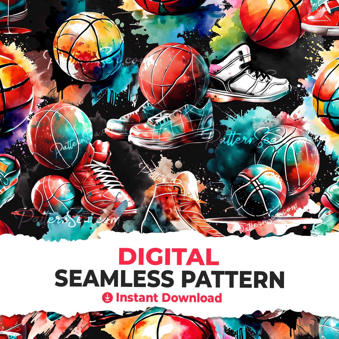 Basketball Seamless Printable Digital Pattern Paper Sublimation ...
