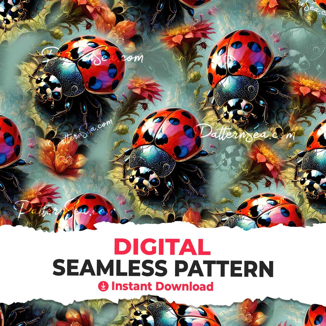 Ladybug Digital Seamless Pattern File Papers Sublimation Sublimate File ...