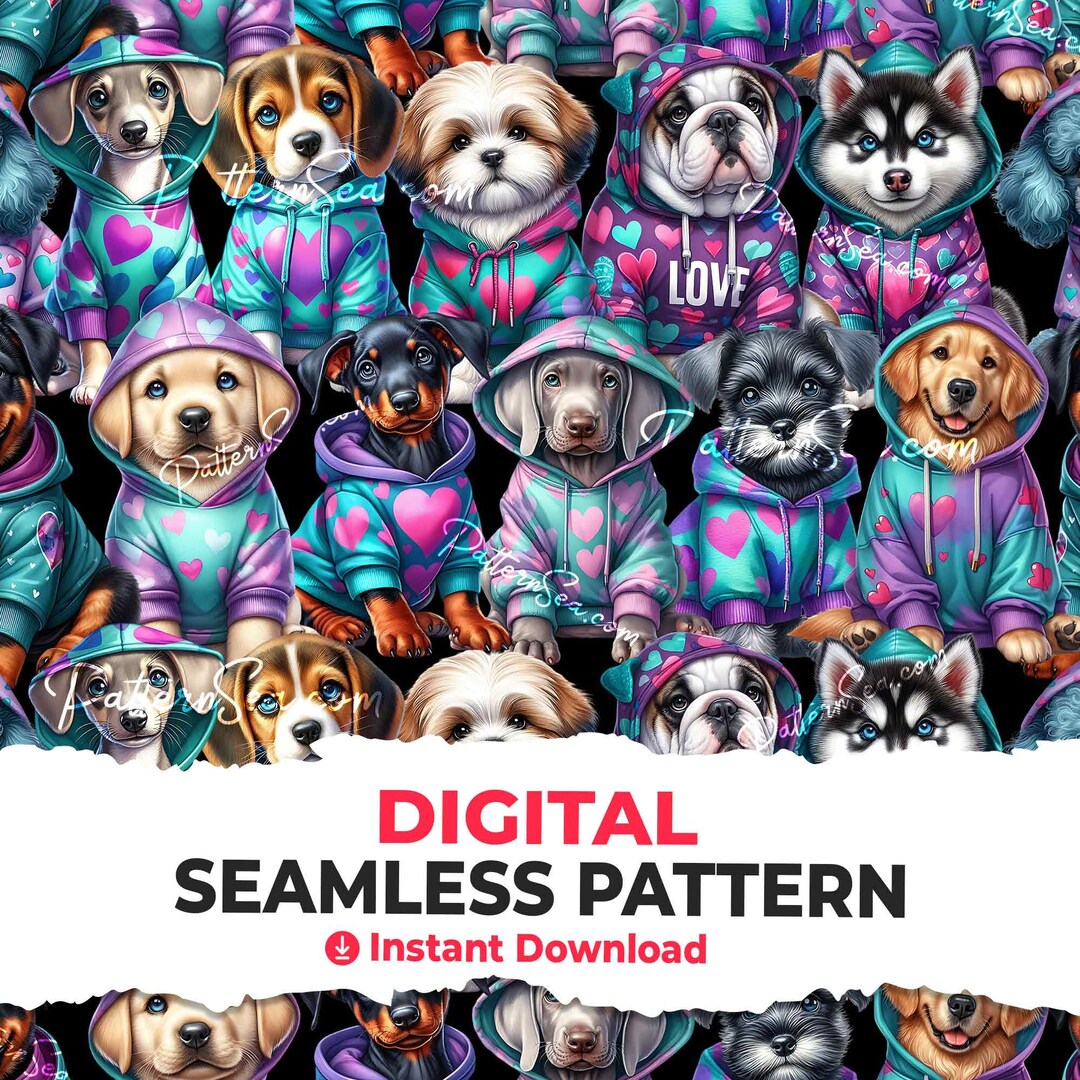 Dogs Seamless Pattern: Sublimation Tumbler Wrap, Digital Paper (digital ...