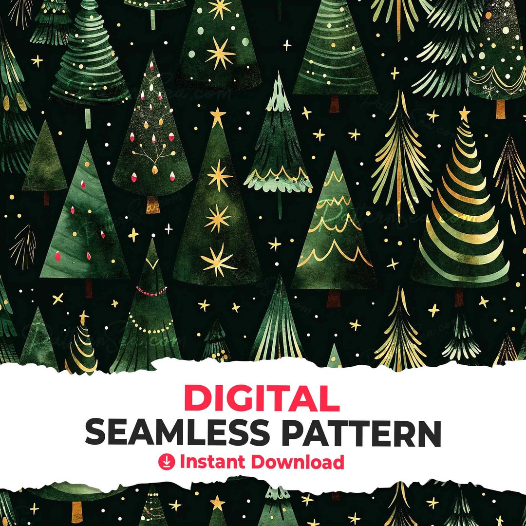 Christmas Tree Seamless Printable Digital Pattern Paper Sublimation ...