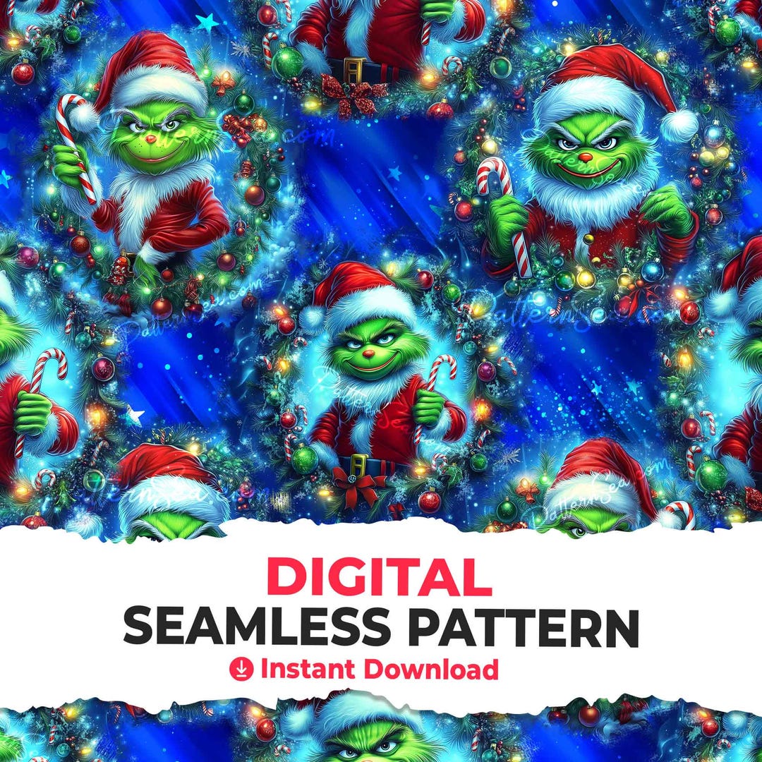 Grinch Christmas Seamless Pattern: Printable Sublimation Design (digital) - Etsy