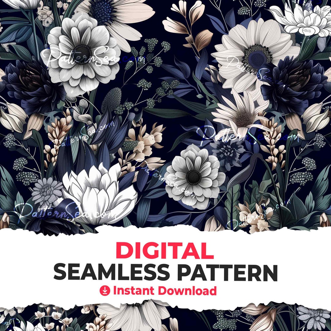 Floral Seamless Printable Digital Pattern Paper Sublimation Sublimate ...