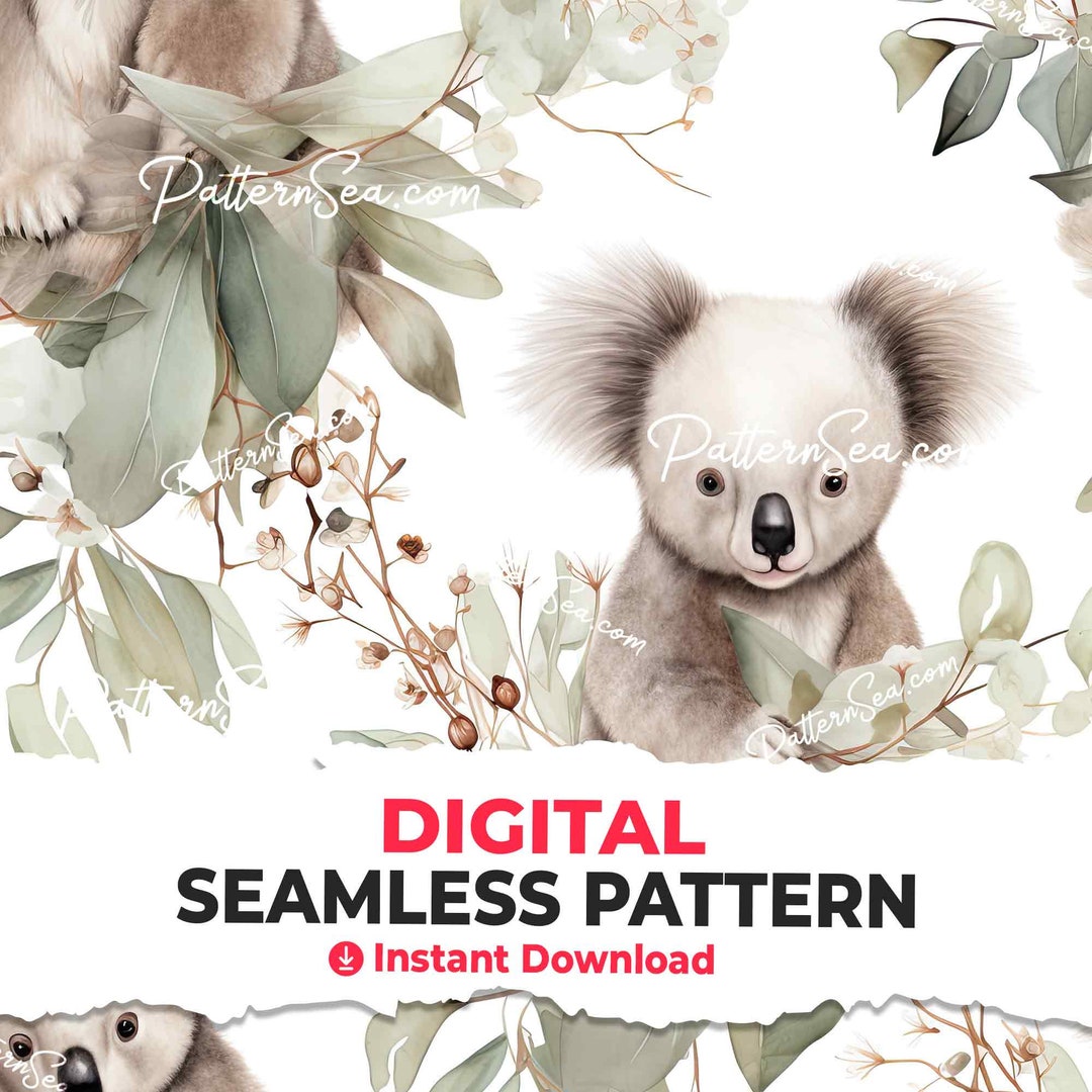 Koala Digital Seamless Pattern File Papers Sublimation Sublimate File ...