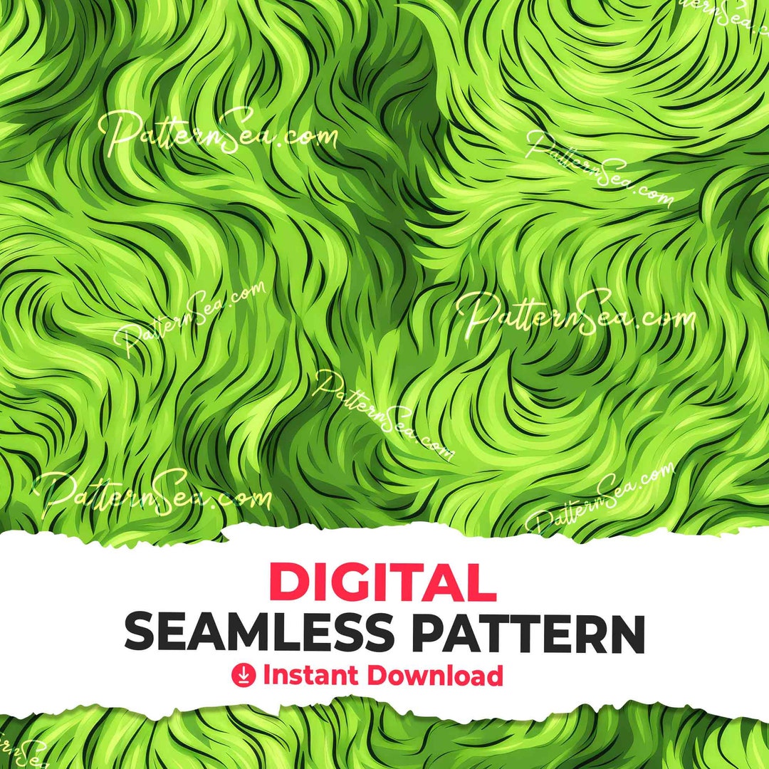 Green Fur Christmas Seamless Pattern: Sublimation File (digital ...