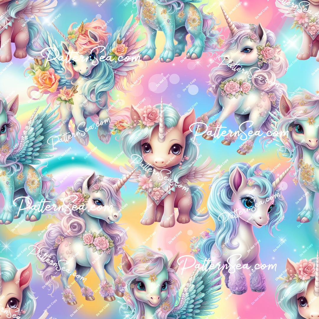 Unicorn Seamless Pattern: Pastel Rainbow Design (digital Paper) - 31879 ...
