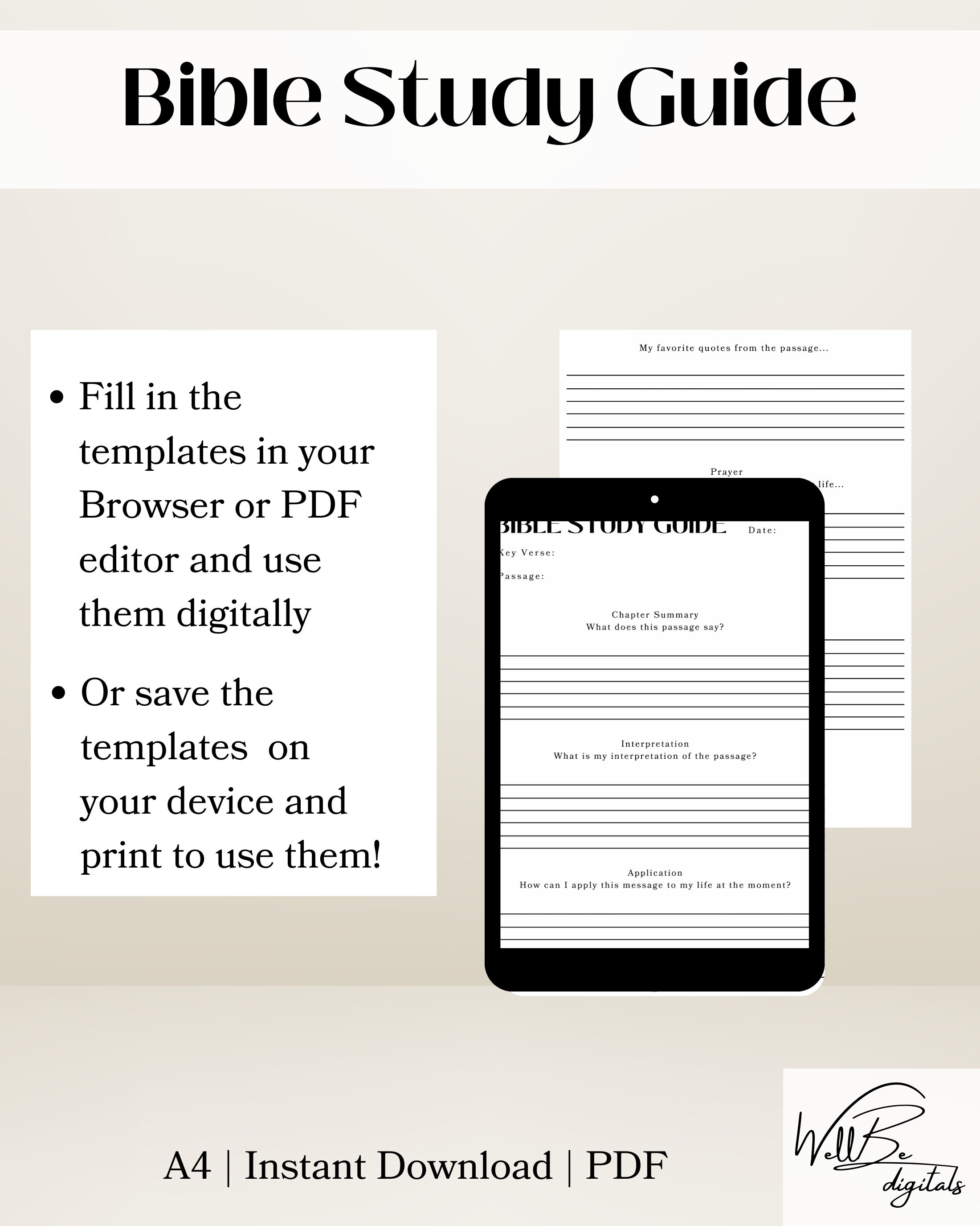 Bible Study Guide Bible Study Templates Digital Download Bible Study ...