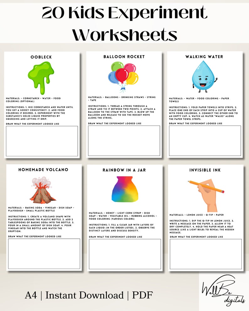 Kids Experiment Activities School Experiments Childrens - Etsy