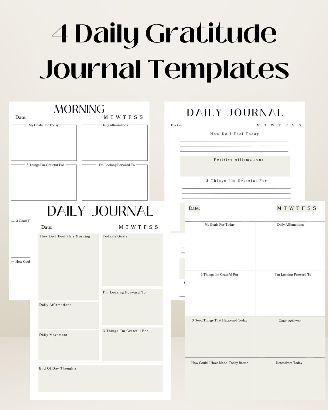 Gratitude Journal Daily Journal Journal Templates Gratitude Planner ...
