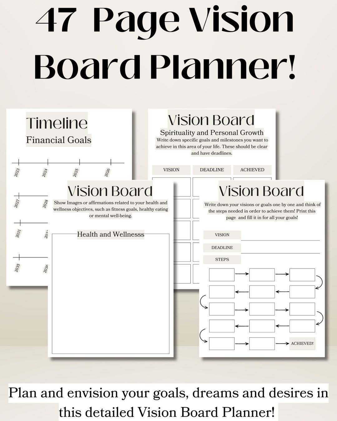 Vision Board Planner Goal Planner Vision Board Template Manifestation ...