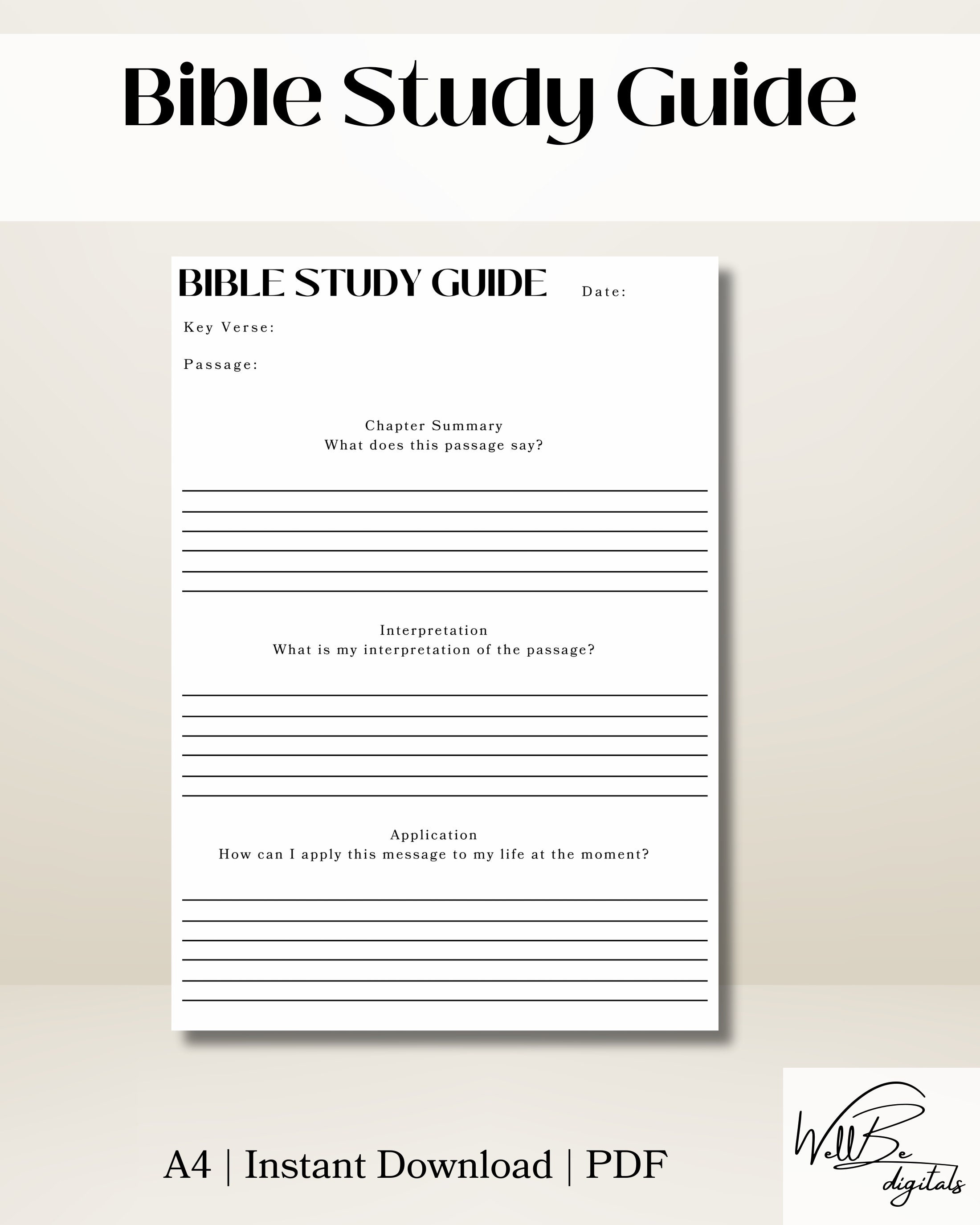 Bible Study Guide Bible Study Templates Digital Download Bible Study ...