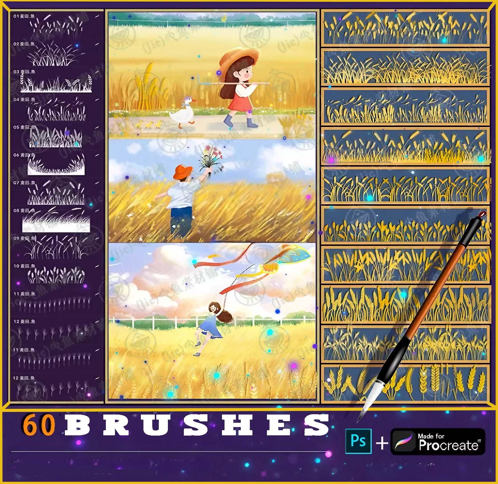 Ear of Wheat PS Brush Procreate Brush Wheat Field Wheat Straw Wheat ...