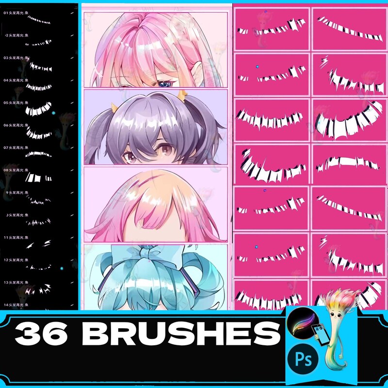 Highlight on Hair Anime - Etsy