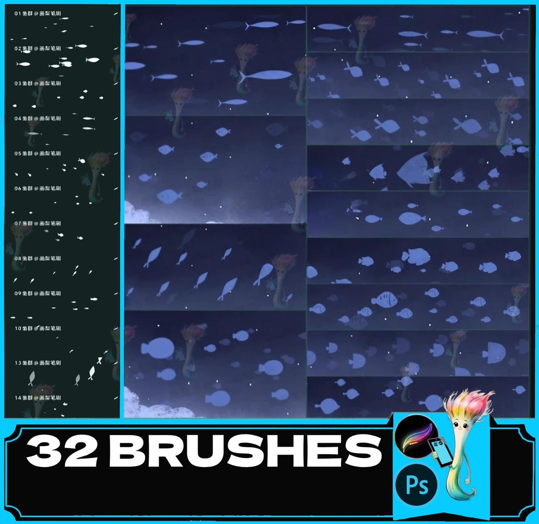 Procreate Fish Brushes: Animal & Sea Life Illustration - Etsy