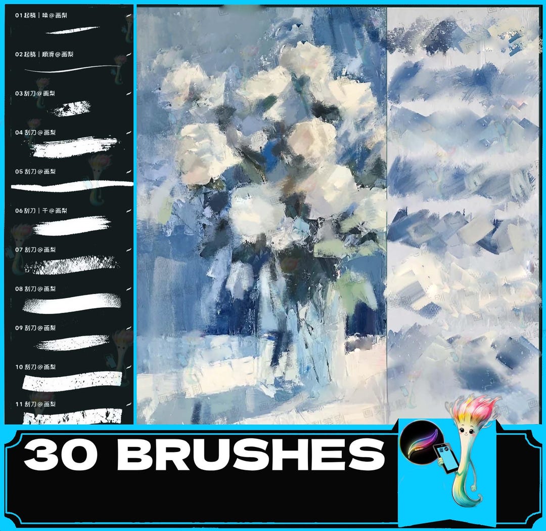 Procreate Brush Retro Oil Painting Scraper Thick Coating Imitation ...