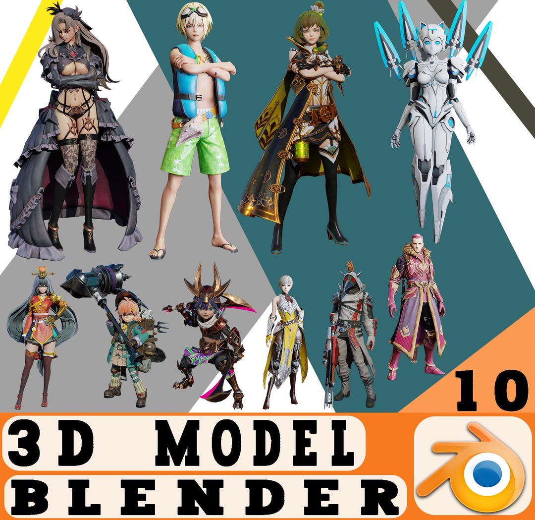 Blender, Male and Female 3D Model, Blender 3D Anime Maps - Etsy