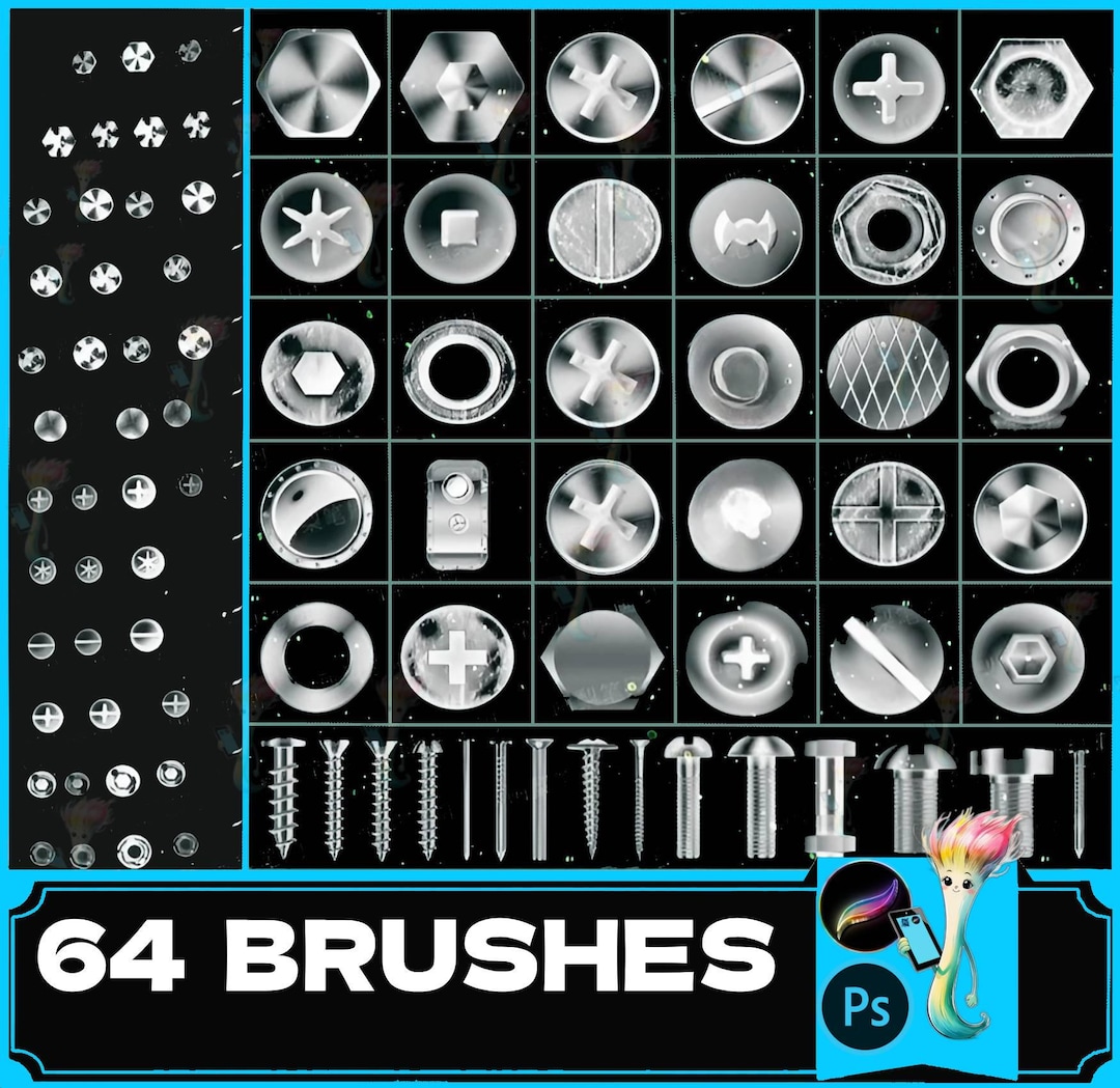 Procreate Brush Ps Brush Metal Rivets Screws Buttons Nails Nuts ...
