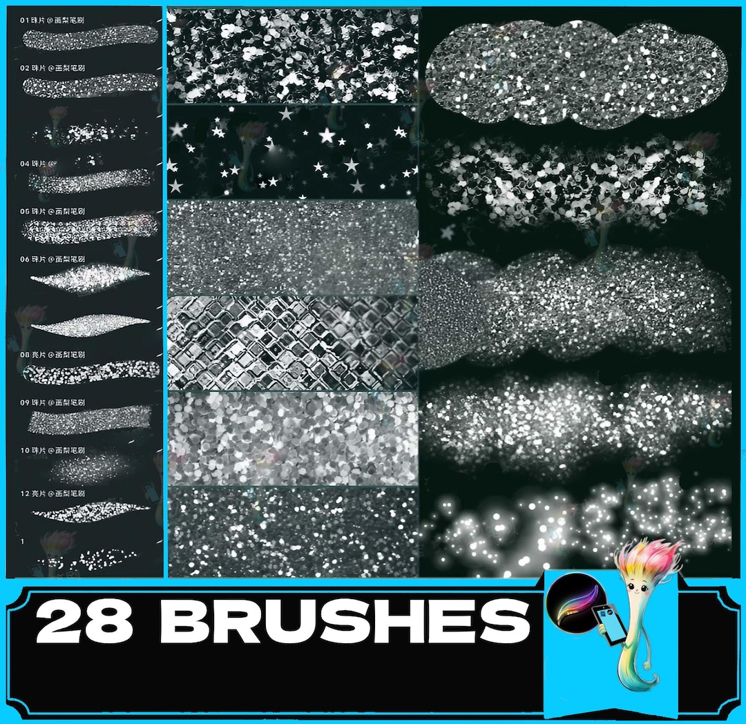Procreate Brushes: Glitter, Sequins, & Scales - Light Effect Stamp Brushes - Etsy