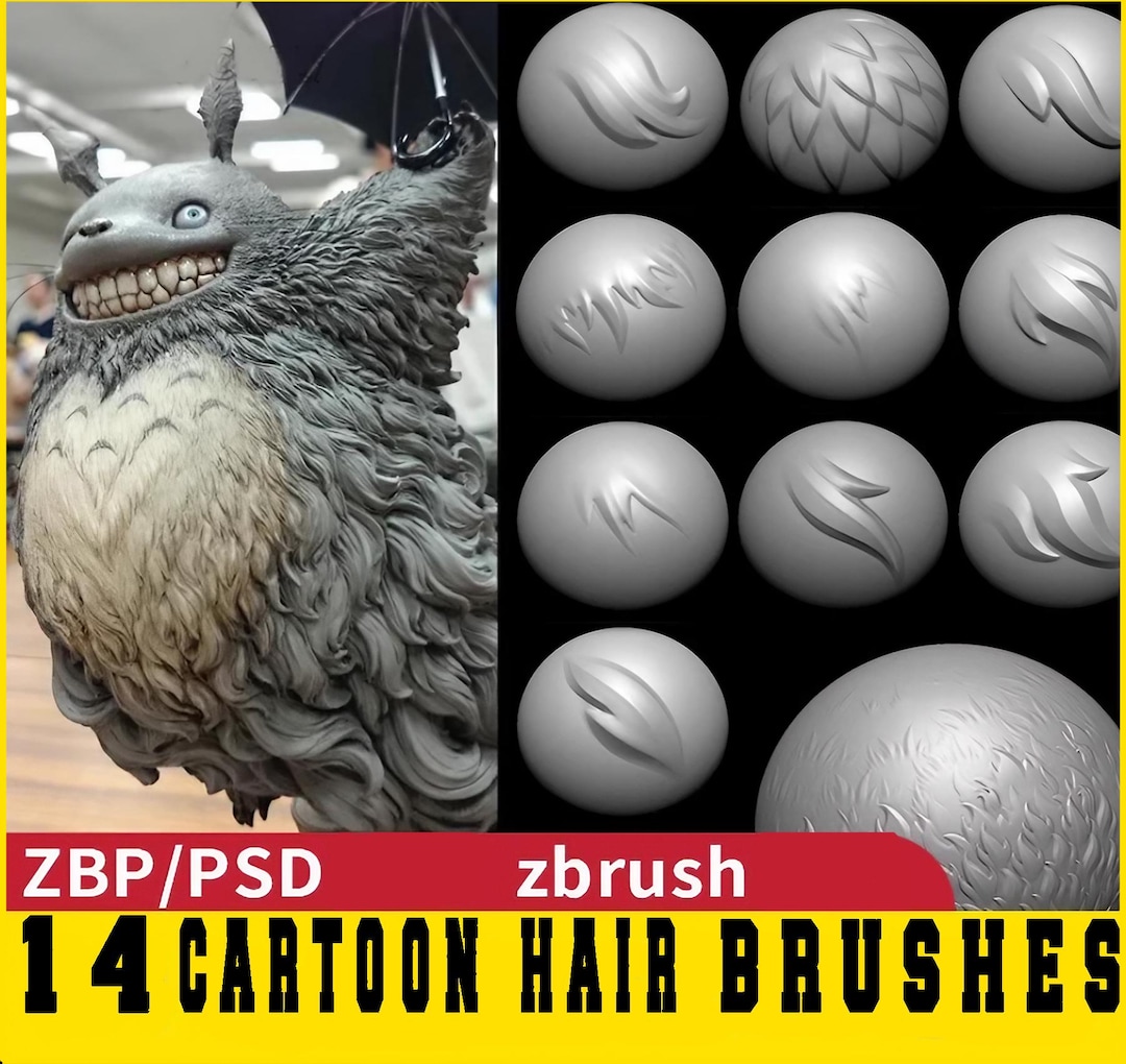 ZBP/PSD Format Zbrush Brushes Hair and Fur Brush for Zbrush, ZB Brushes, Cartoon Hair - Etsy