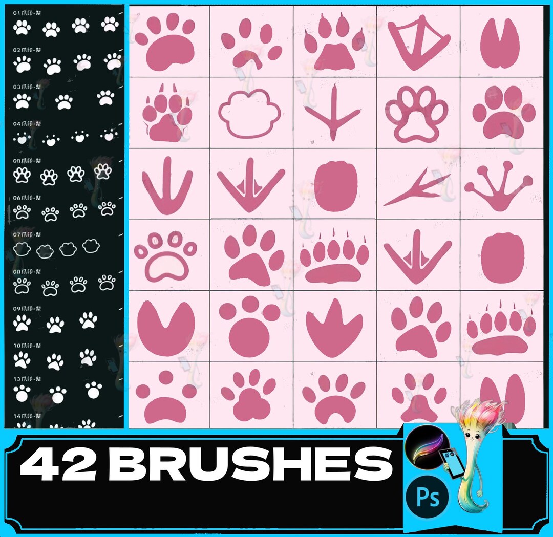 Paw Print Brush Set, Cat Animal Footprints (procreate, PS Brushes) - Etsy