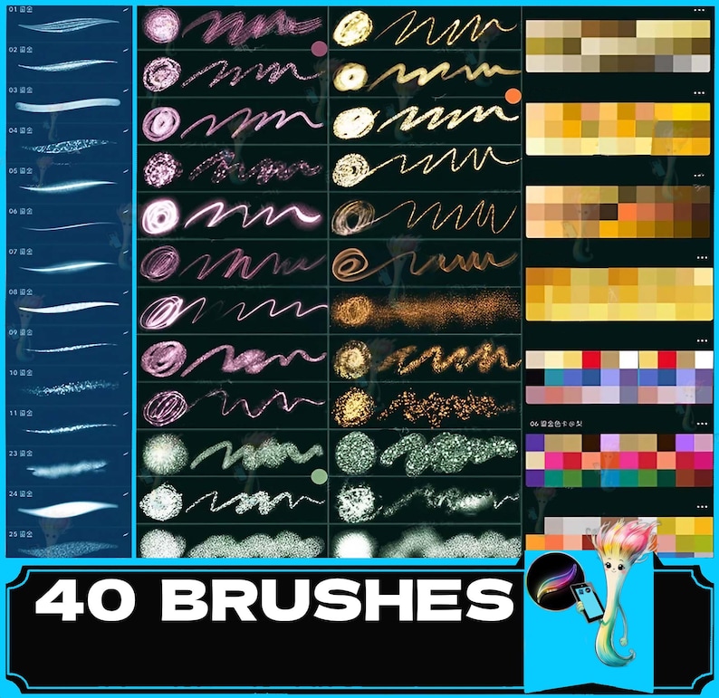 Procreate Brush Set: Gold Foil, Glitter, and Outline - Etsy