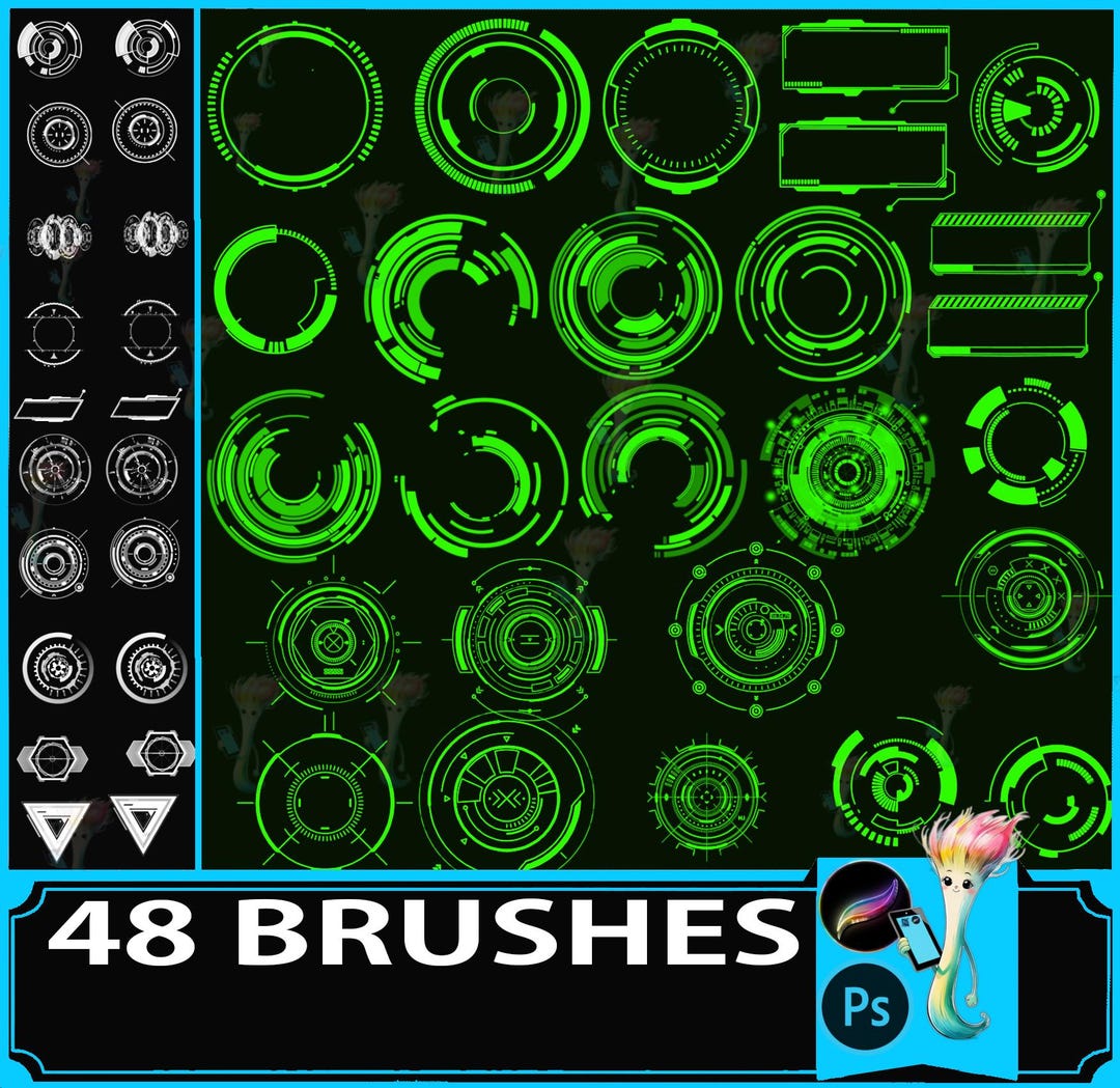 Cybertech Procreate Brushes: Robotic Stamps for Photoshop - Etsy