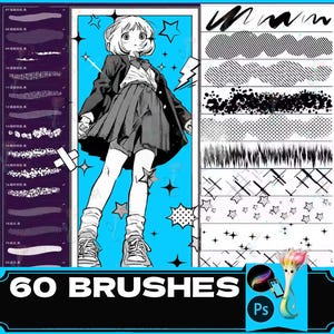 Procreate Brush, Ps Brushes, Comic Set Dot Line Hook, Line Explosion Special, Effect Wave Point ...