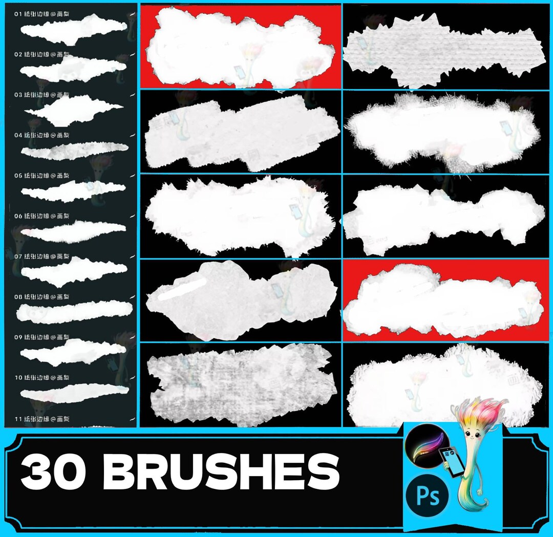 Procreate Brush, Torn Edge Paper, Torn Paper Brushes, Procreate Torn ...