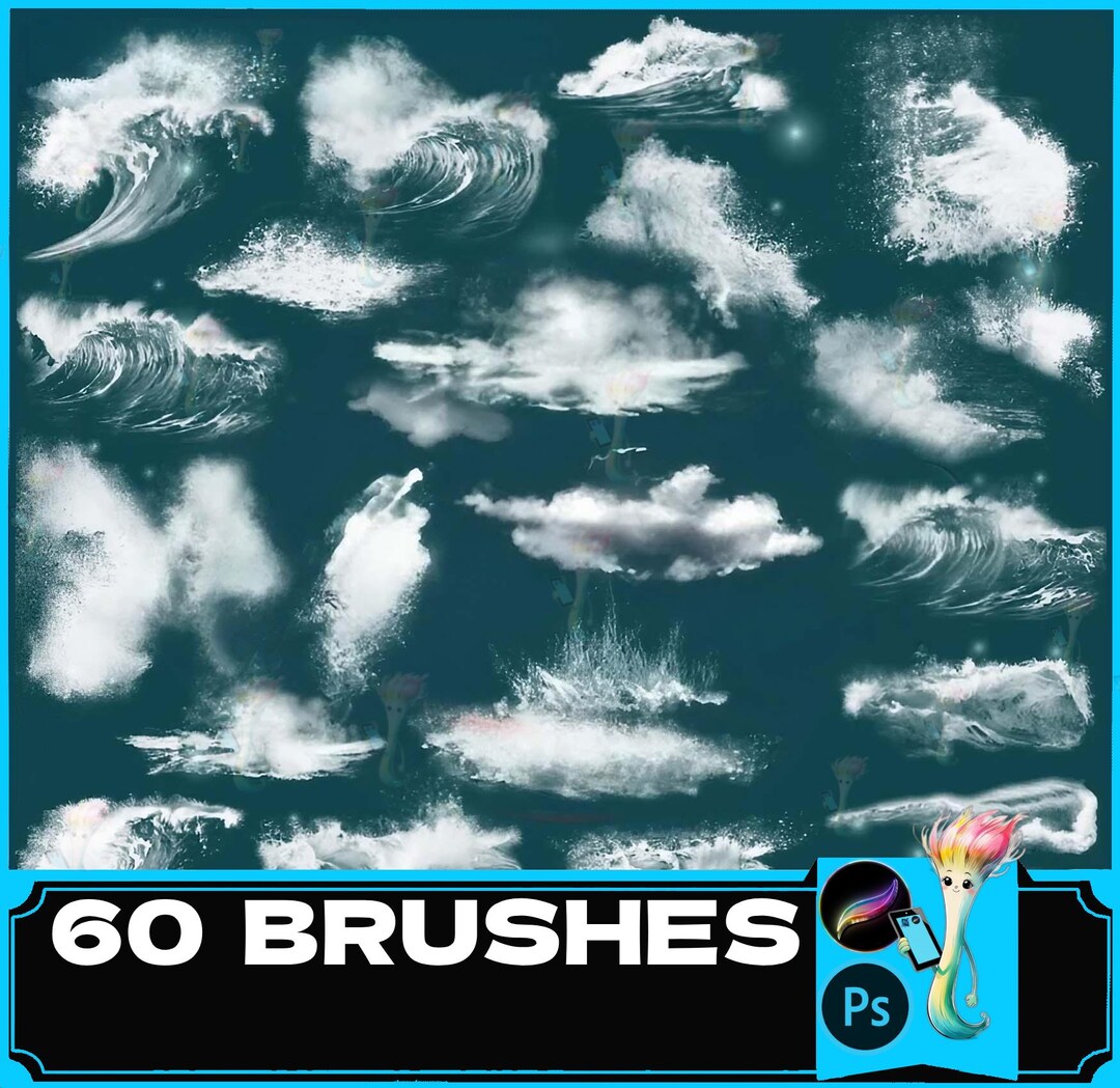 Procreate Brush Ps Brush Realistic Waves Splash Surfing Material Tide ...
