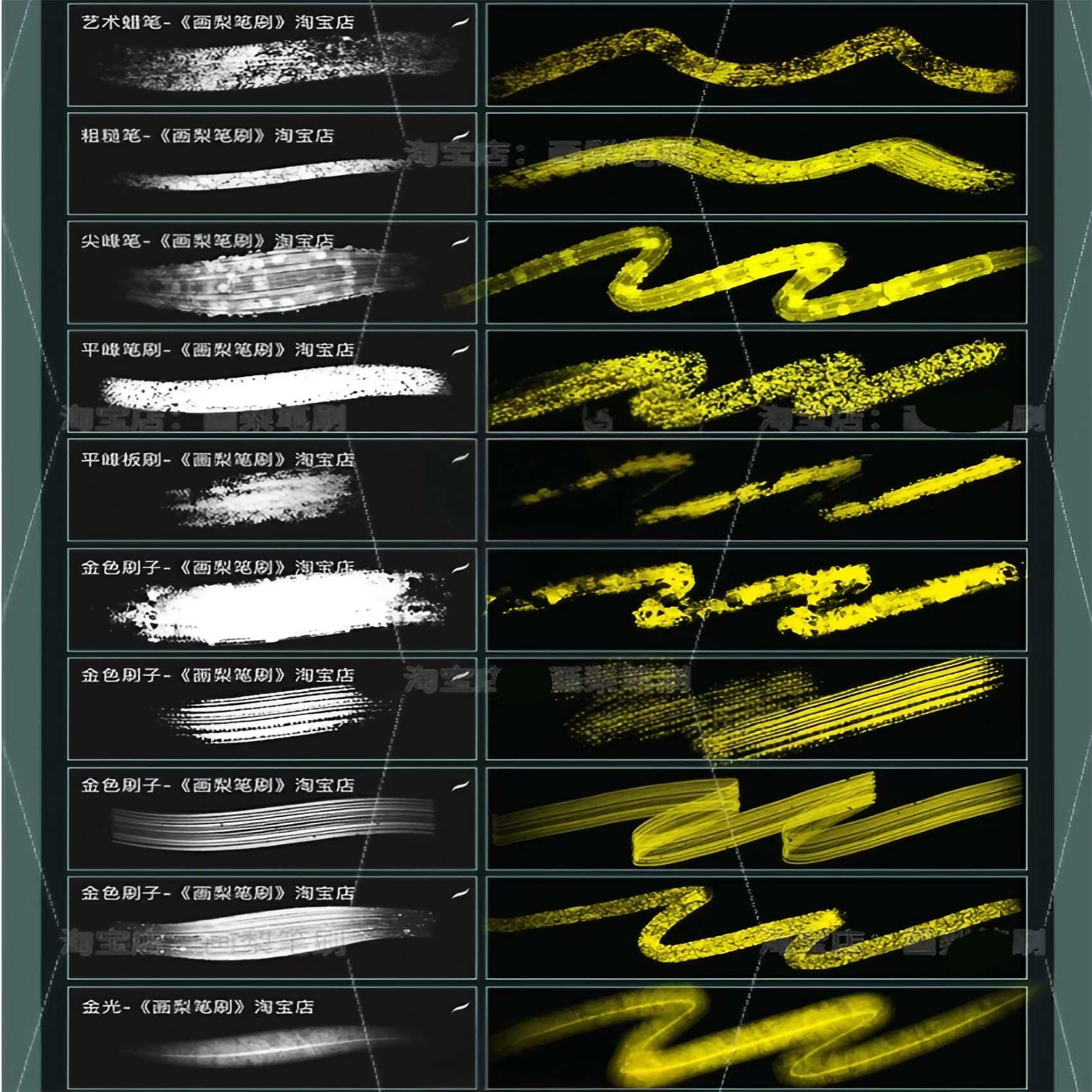 Procreate Brush Gold Foil Gold Line Gold Powder Writing Hook Ancient ...