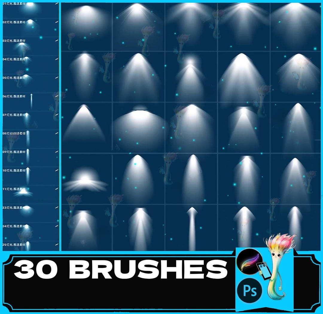 Procreate Lighting Brushes: Ray Effect, Spotlight (PS Brushes, Digital ...