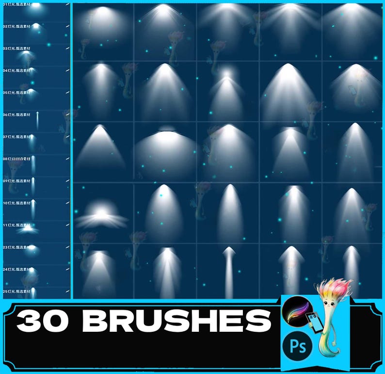 Procreate Brush Ps Brush Lighting Ray Projection Lighting Light Effect ...