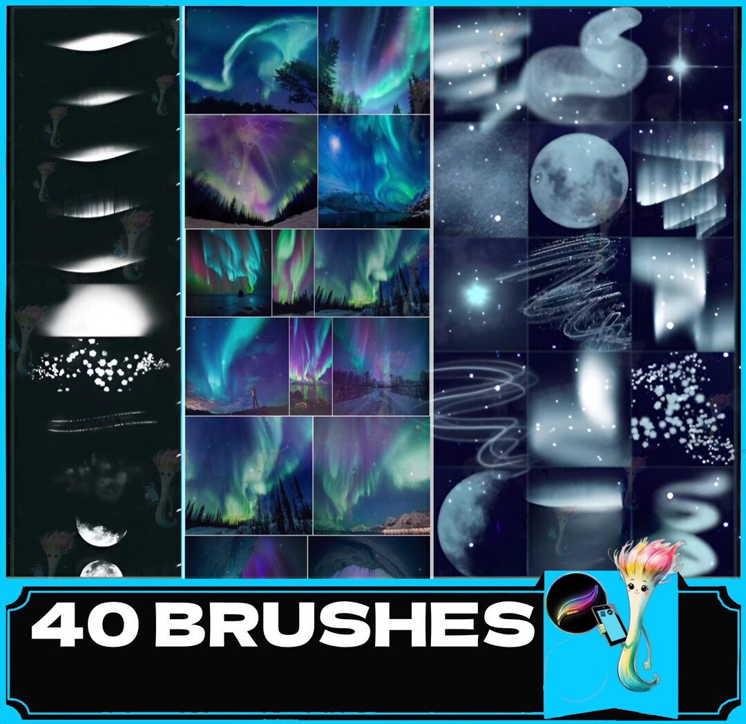 Procreate Brushes: Northern Lights, Starry Night Sky, Glitter Brush - Etsy