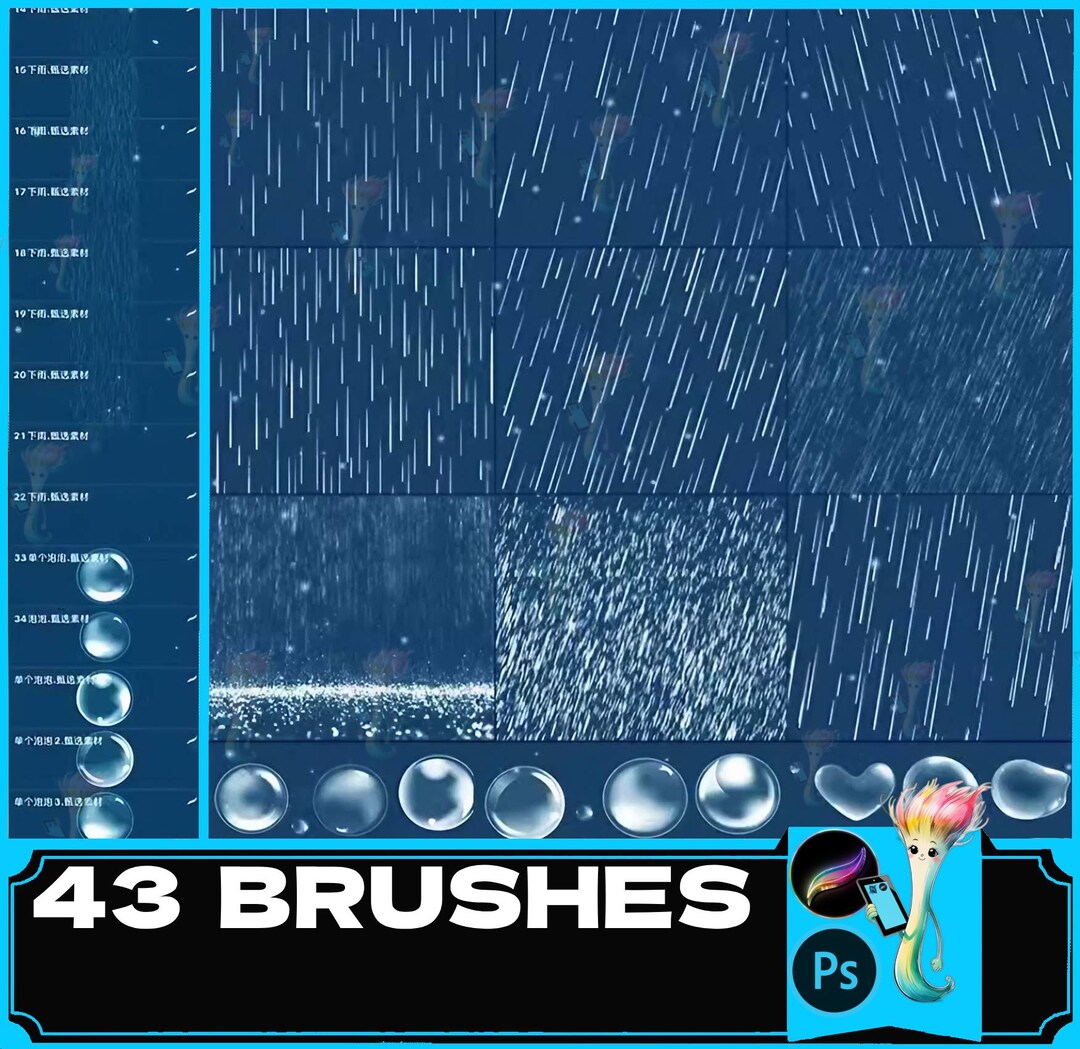 Procreate Brush Ps Brush Rainy Day Rain Rainstorm Realistic Special ...