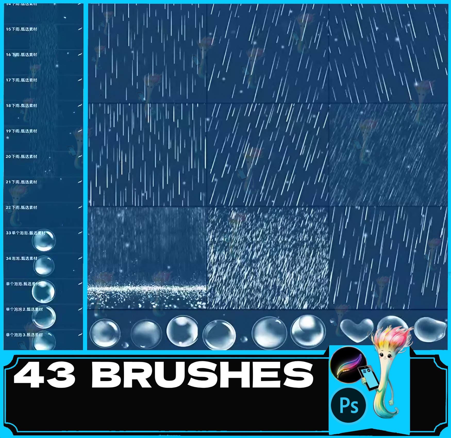 Procreate Brush Ps Brush Rainy Day Rain Rainstorm Realistic Special ...