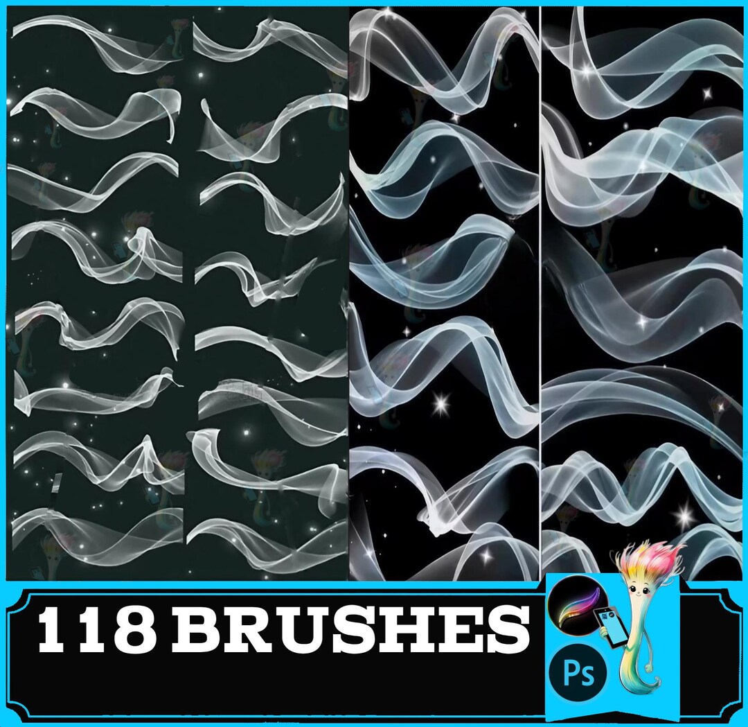 Procreate Dynamic Ribbon Brush: Line Art, Smoke & Silk Effects - Etsy