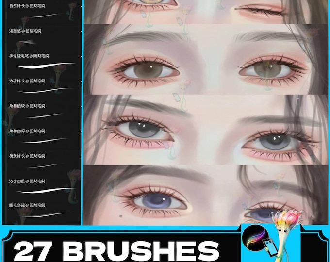 Anime Portrait Stamps for Procreate - Cute Female Facial Expressions ...