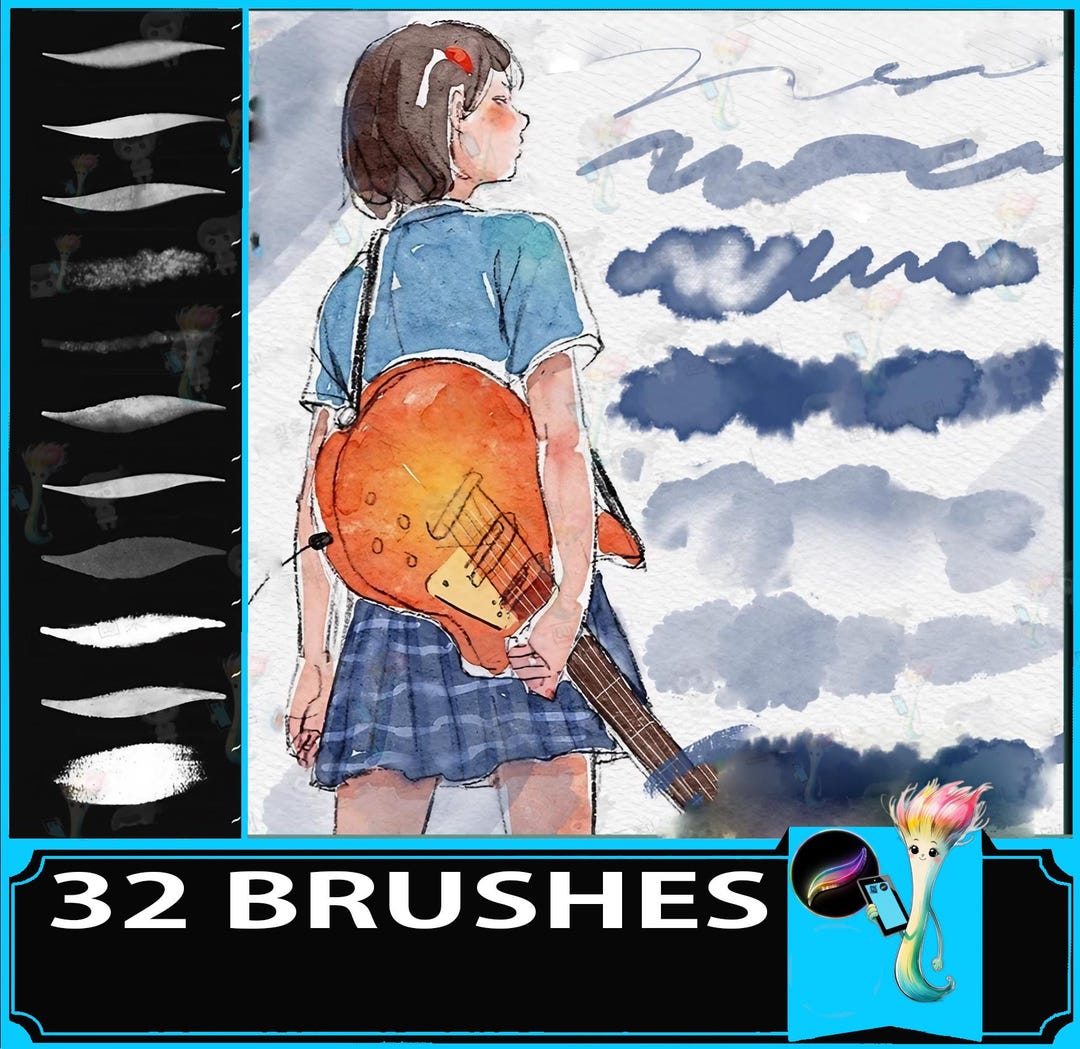 Procreate Brushes, Commonly Used Simulation, Watercolor Smudge Line ...