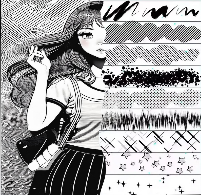 Procreate Brush, Ps Brushes, Comic Set Dot Line Hook, Line Explosion ...